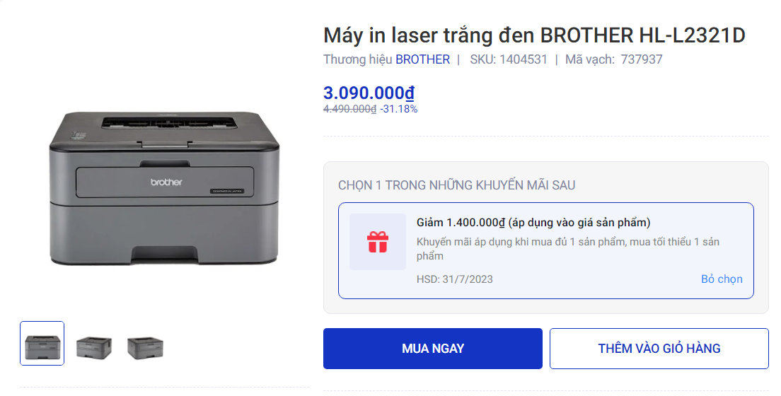 "Máy in Brother HL-L2321D: Có thể kết nối wifi không?"