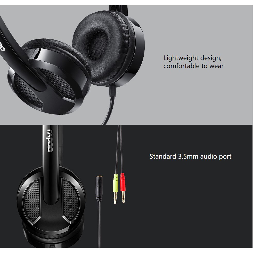 Tai nghe head phone có dây Rapoo H100 Đen