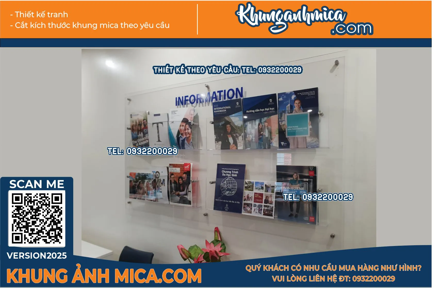 Khung mica Information Cho trung Tâm Ngoại Ngữ | KHUNG ẢNH MICA.COM