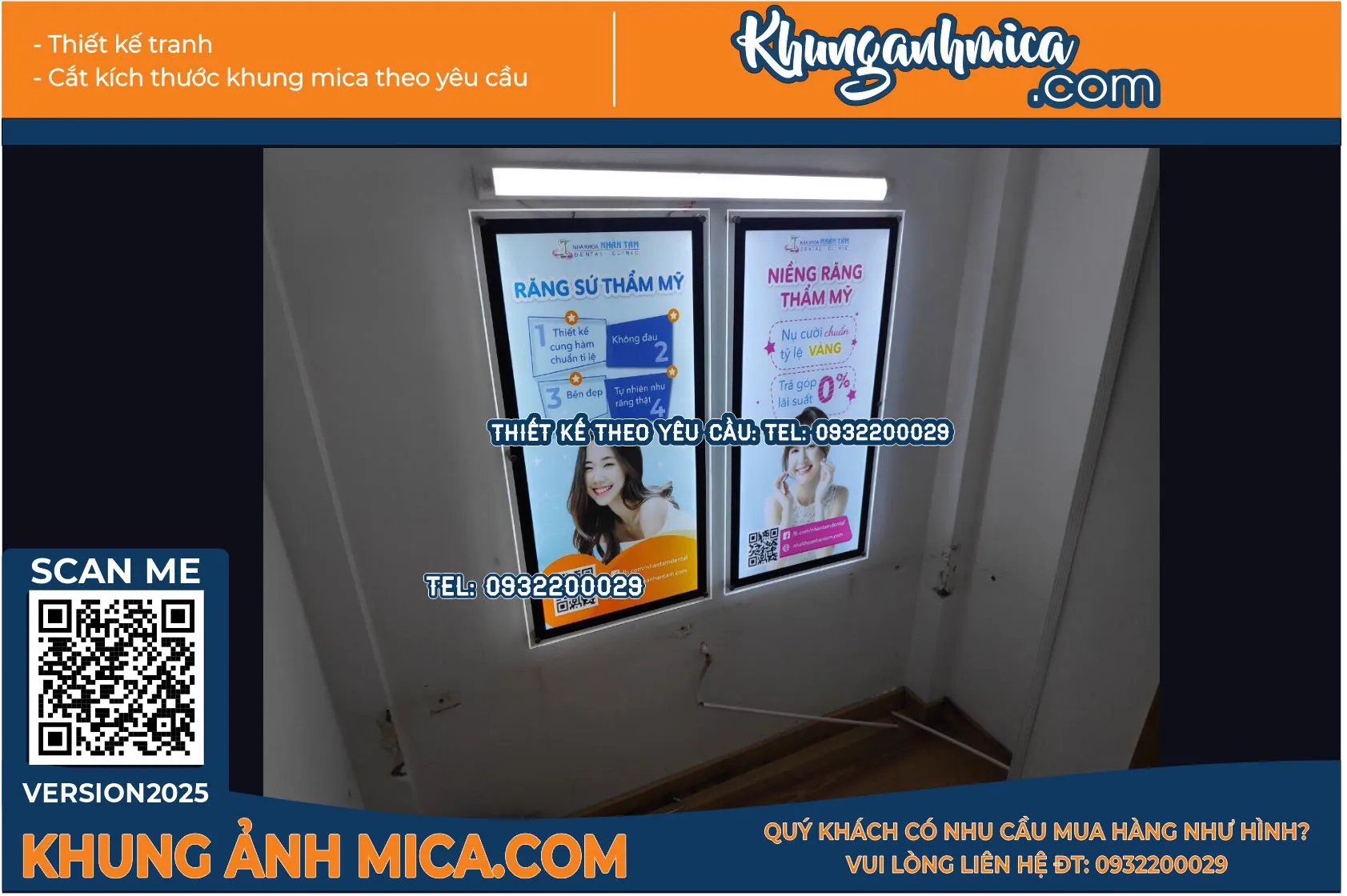 Khung Mica LED Đẹp Dành Cho Trung Tâm Nha Khoa | KHUNG ẢNH MICA.COM