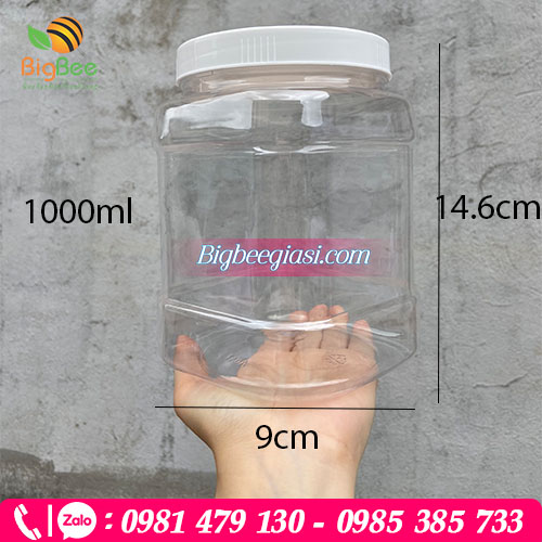 Hũ nhựa vuông 750ml, 1000ml, 1600ml, 2000ml giá rẻ, an toàn đựng thực phẩm.