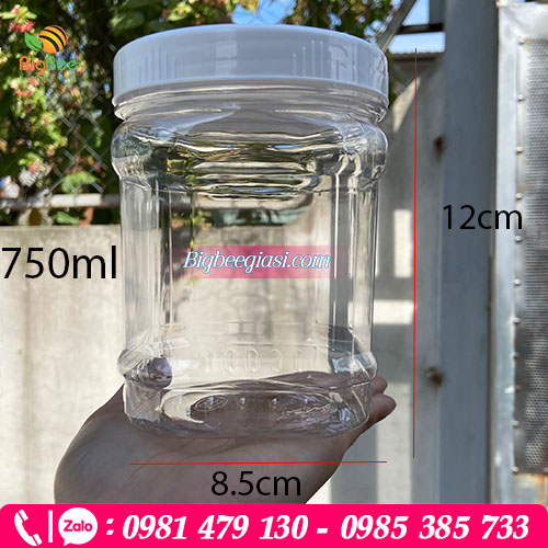 Hũ nhựa vuông 750ml, 1000ml, 1600ml, 2000ml giá rẻ, an toàn đựng thực phẩm.