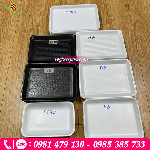 Khay xốp M18, M20, M40, K3 loại lớn đựng thịt, sầu riêng tách múi