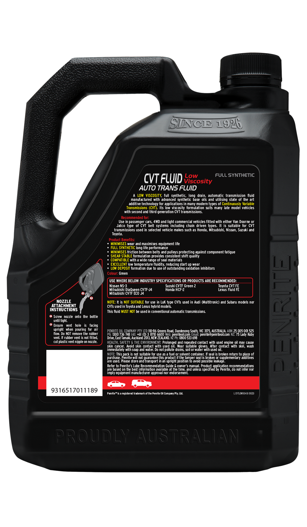 DẦU HỘP SỐ TỰ ĐỘNG PENRITE CVT FLUID LOW VISCOSITY (4L) | SHOP 299
