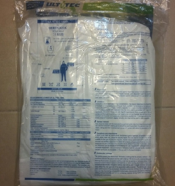 QUẦN ÁO CHỐNG HÓA CHẤT ,CHỐNG DỊCH ,CHỐNG TĨNH ĐIỆN ULTITEC 1000L