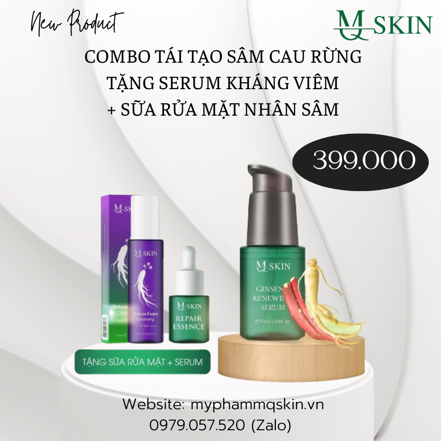 Serum tái tạo da sâm cau rừng mq skin - Tặng serum + Sữa rửa mặt