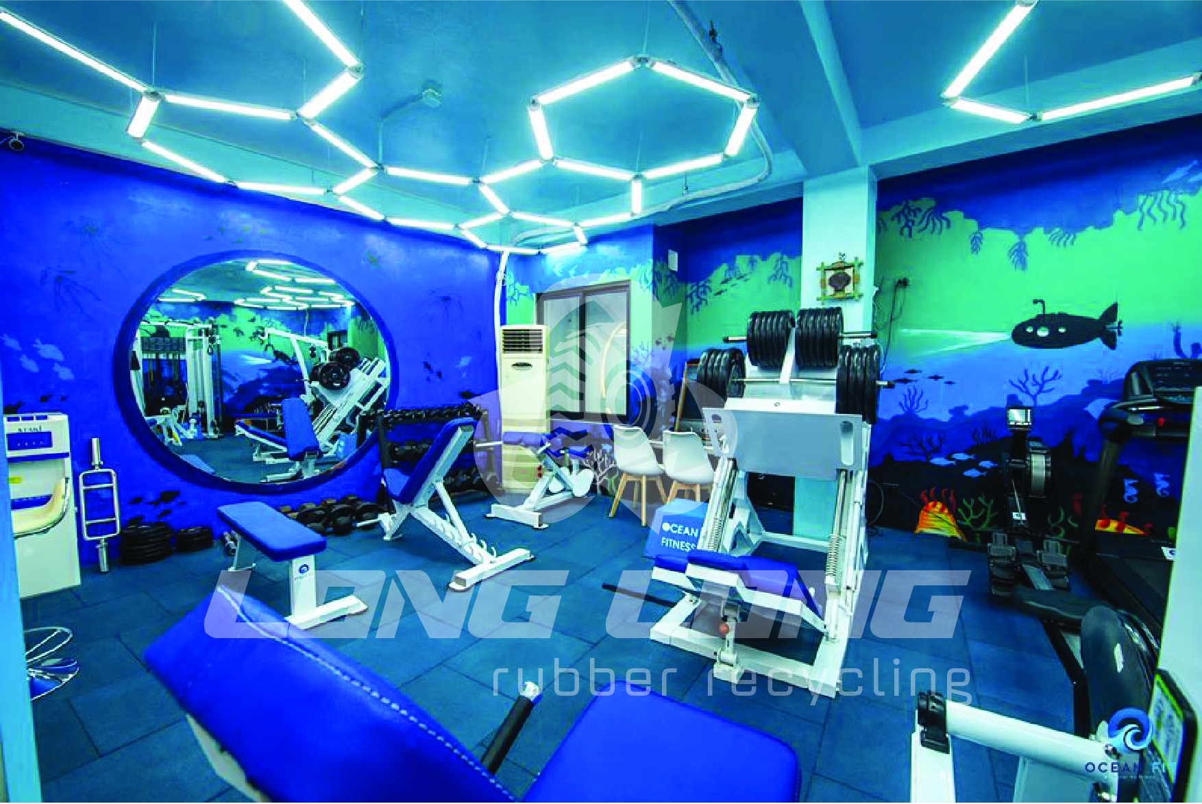 OCEAN Fit - Private Fitness Studio - Gạch cao su tiêu chuẩn màu xanh