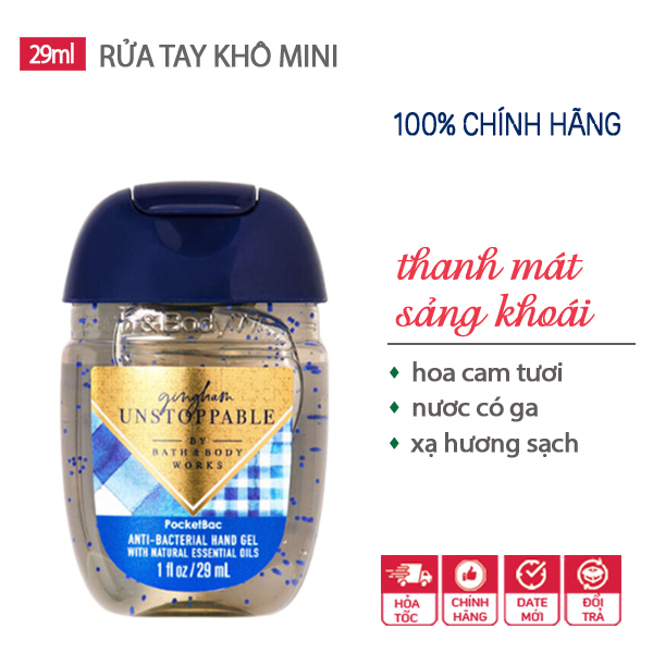Gel rửa tay khô Gingham Unstoppable dưỡng ẩm diệt khuẩn mini hương hoa ...